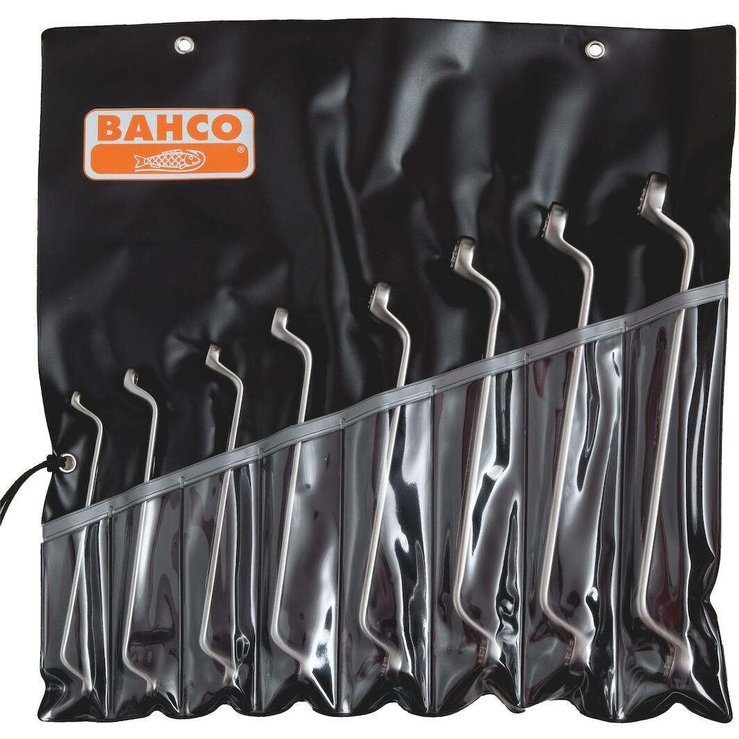 BAHCO 2M/12T ring spanner set deep pierced chrome plated metric in case ...
