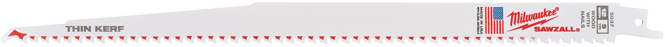 MILWAUKEE 48016037 THIN KERF reciprocating saw blade for wood with ...