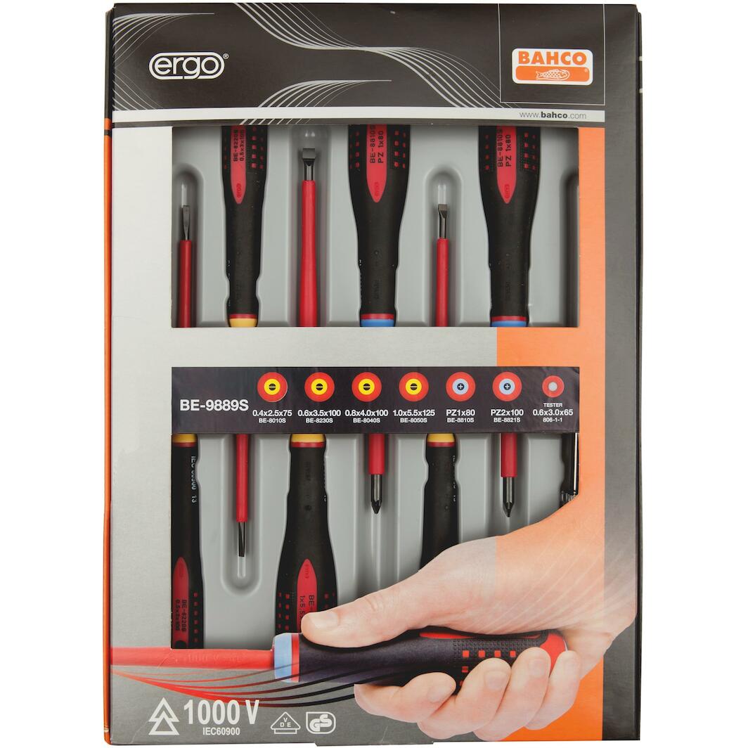 BAHCO BE-9887S ERGO screwdriver set VDE insulated with three-component ...