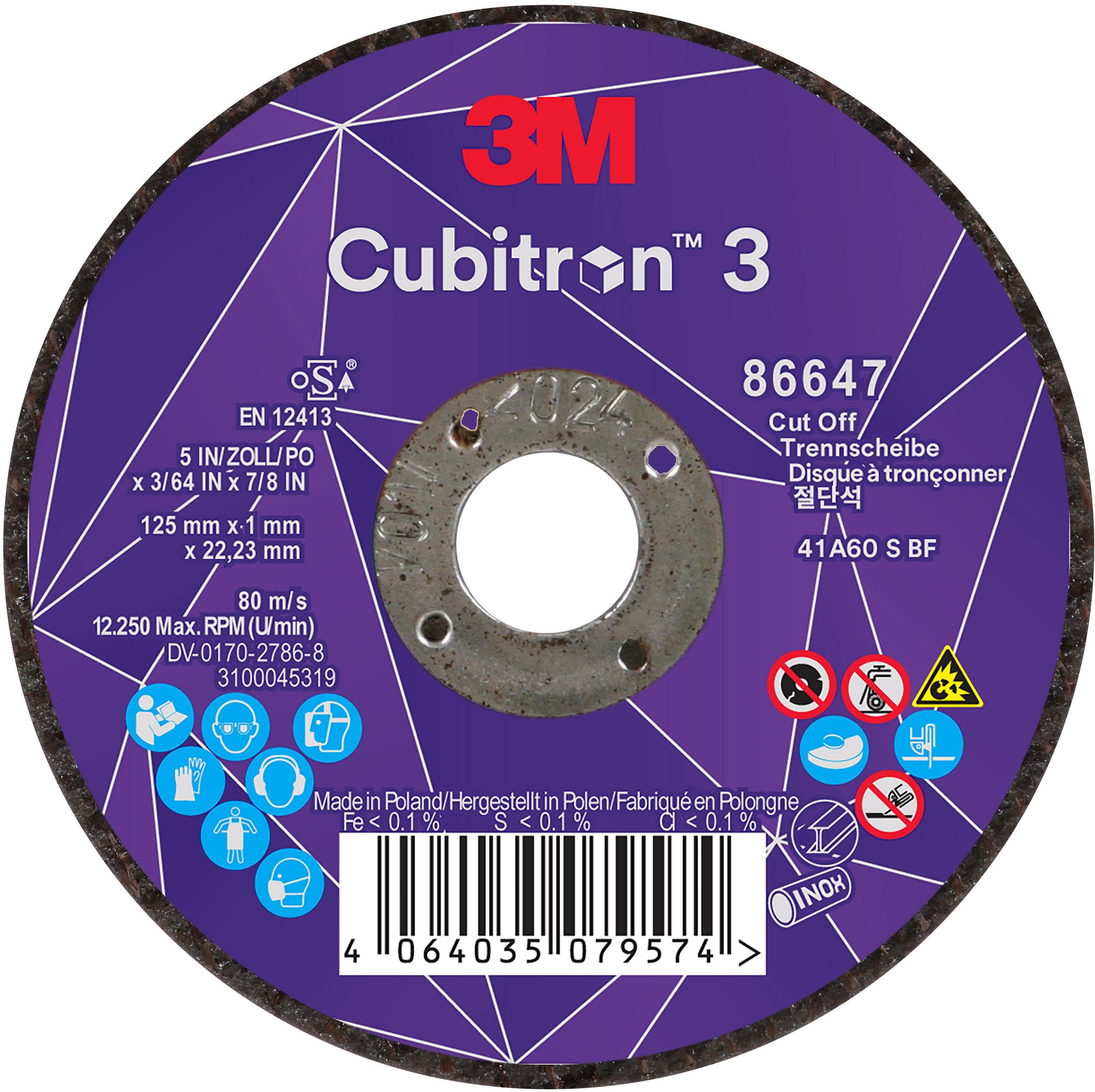 3M - CUBITRON III 86647 cut-off wheel 125 x 1 x 22,23 mm, grain 60 ...