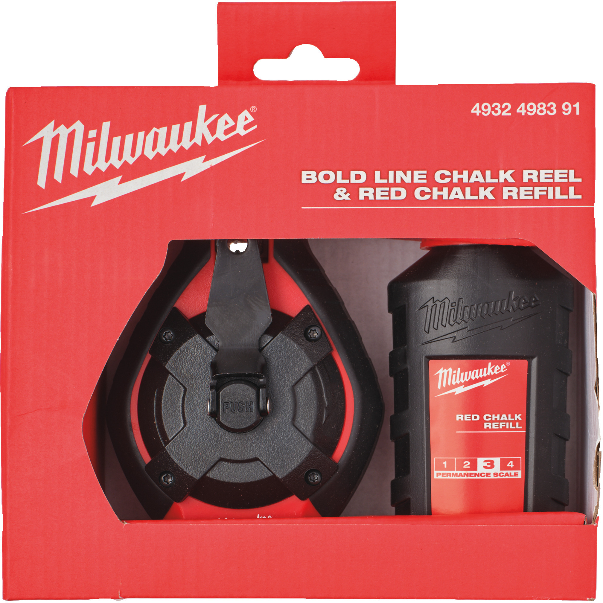 MILWAUKEE 4932498391 chalk line mill with thick line 30m incl. red ...