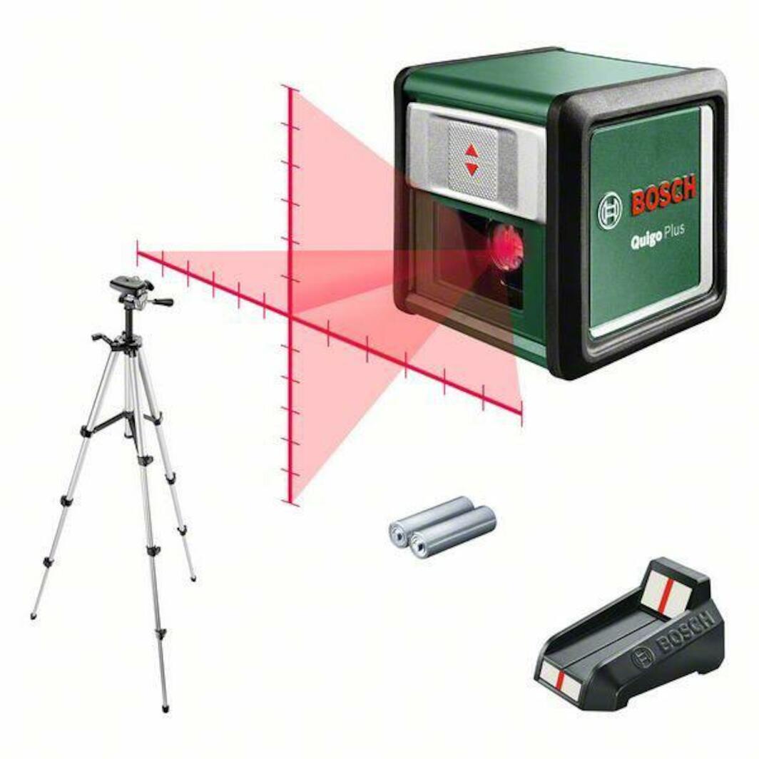 BOSCH Quigo Plus cross line laser red with tripod 1.1m (2x LR03/AAA ...