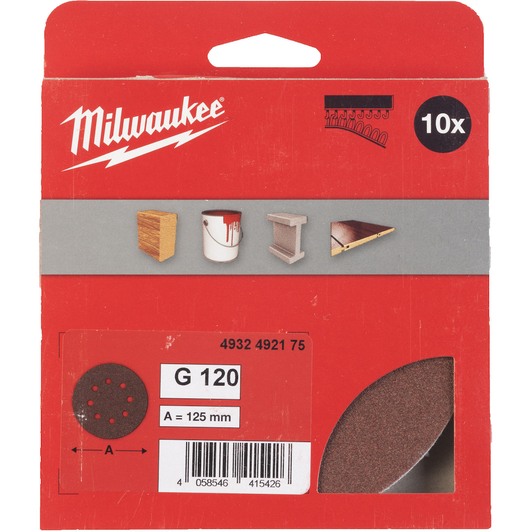 MILWAUKEE 4932492175 sanding paper for orbital sander 125/8 HL, grain ...
