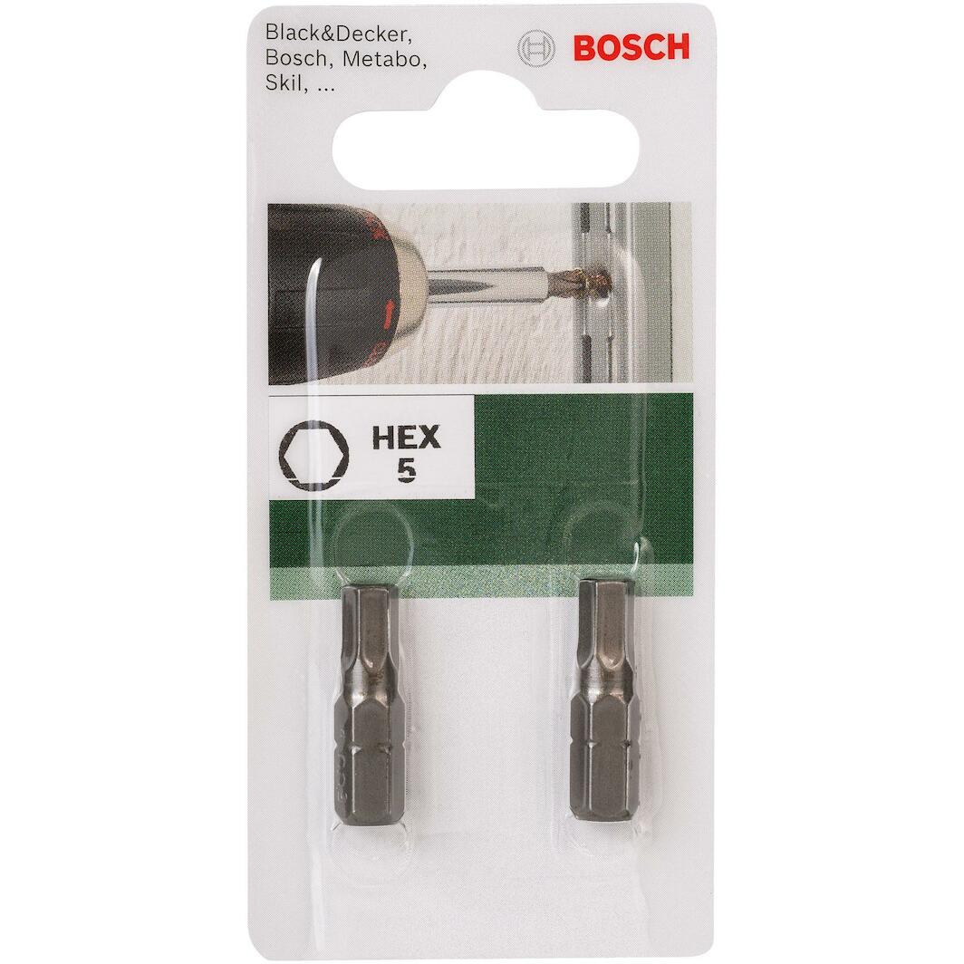 BOSCH 2609255951 screwdriver bit HEX5 25mm 1/4" hex shank standard (2 ...