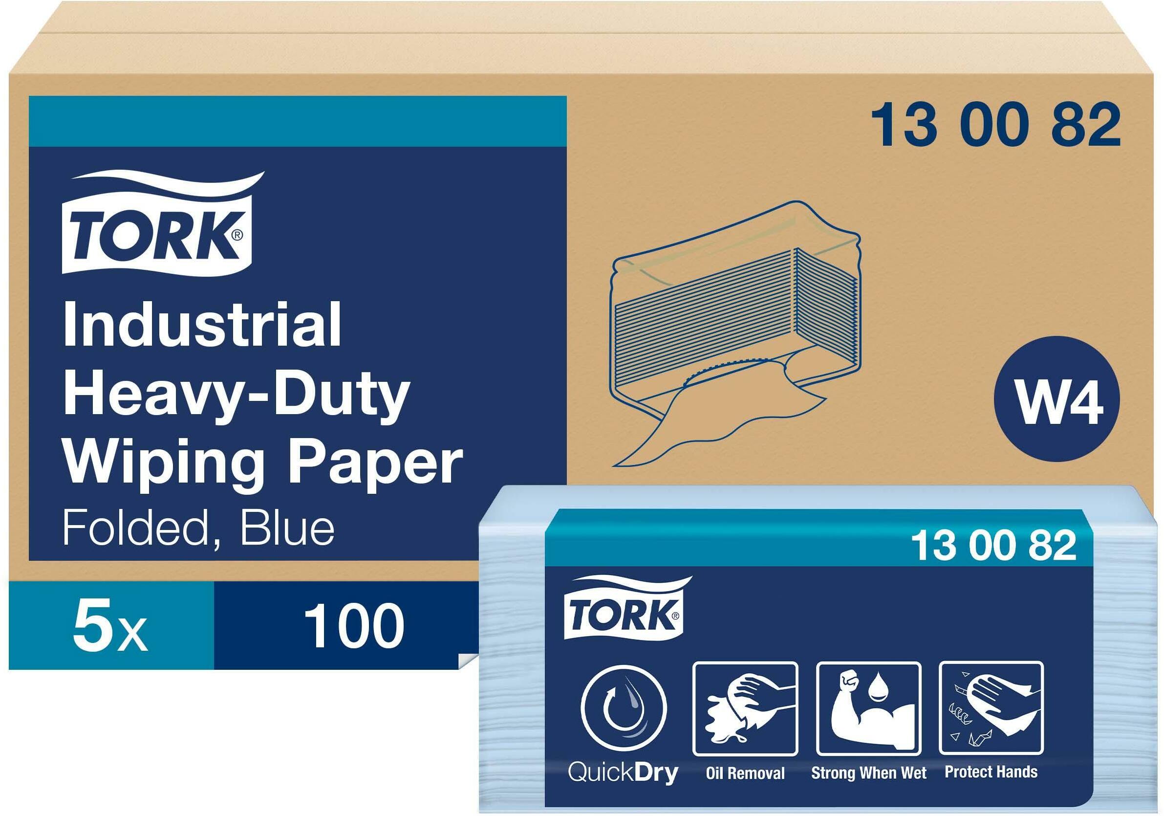 TORK 130082 industrial heavy-duty folded wiping paper 3-ply 32x39cm ...