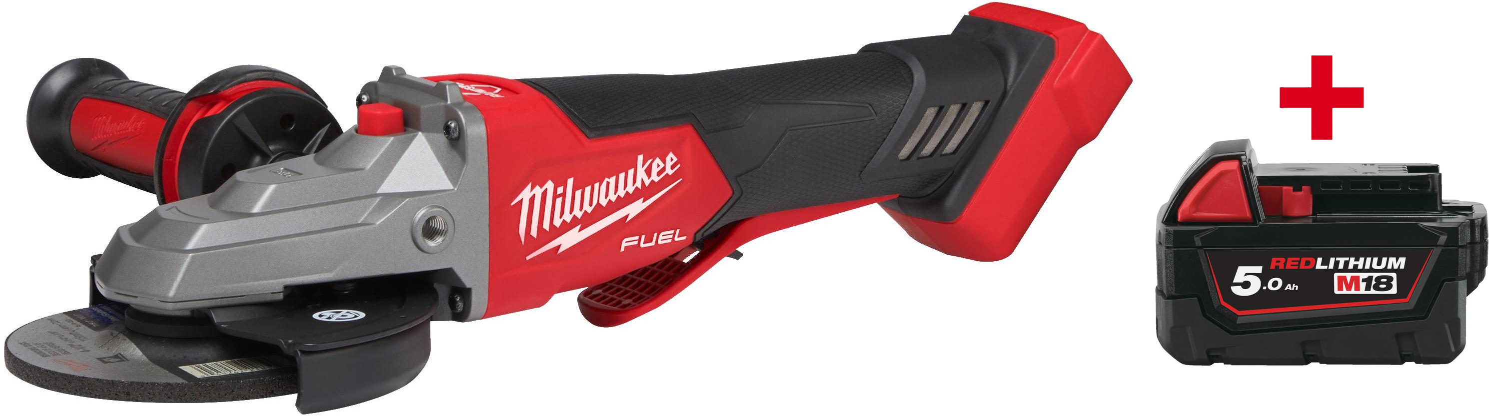 MILWAUKEE M18 FSAGF125XPDB-0X FUEL flat head angle grinder 125mm paddle ...