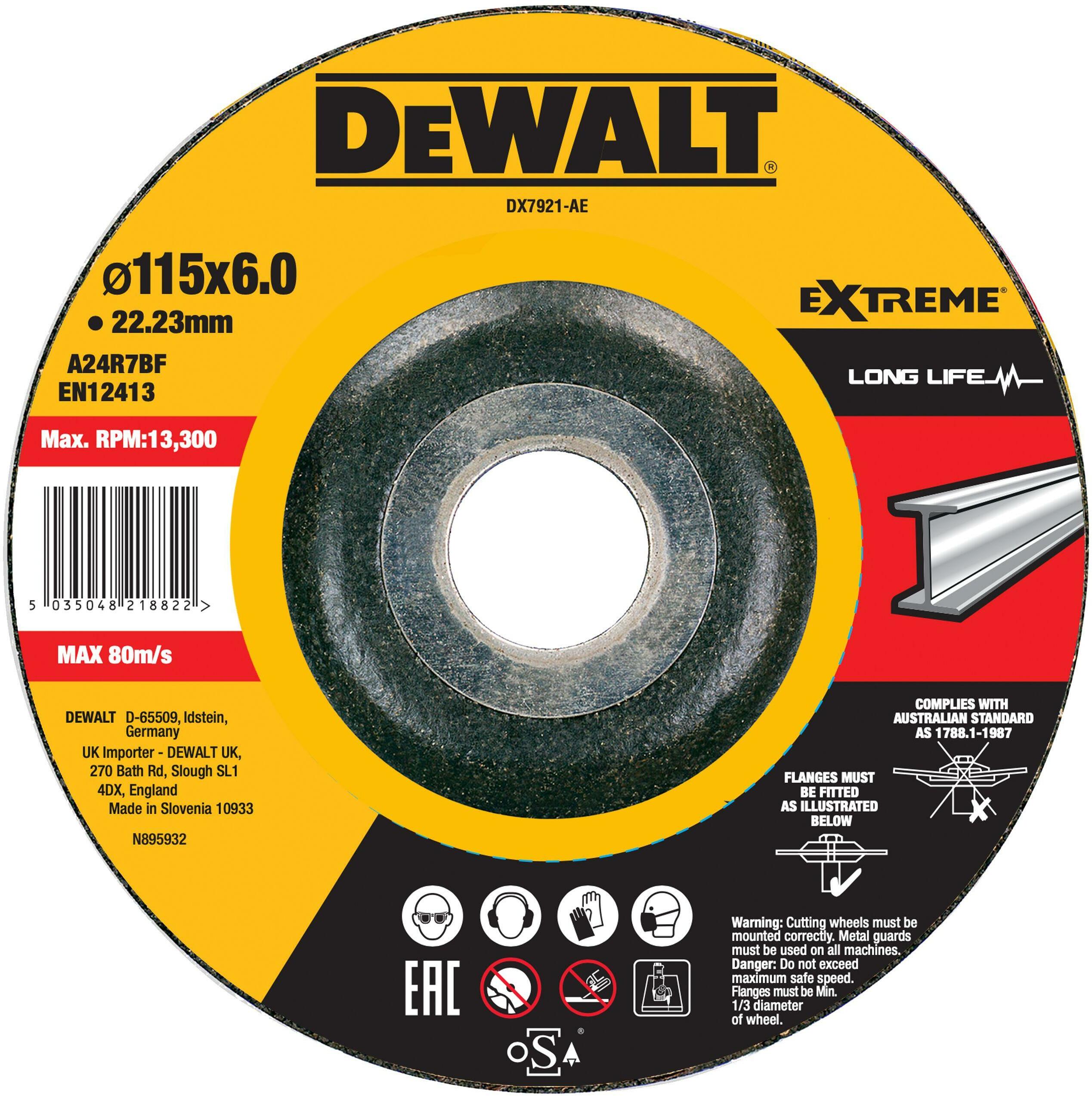 DEWALT DX7921-AE Extreme grinding disc metal 115 x 6.0 x 22.2 mm | Klium