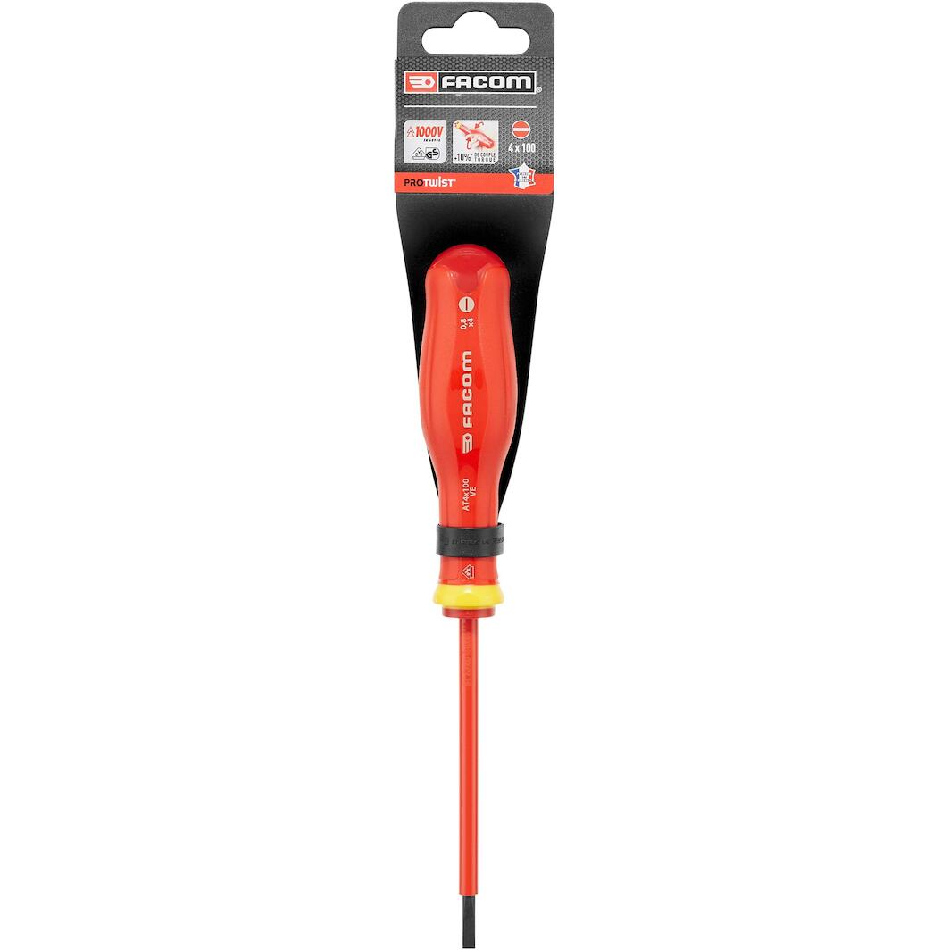 FACOM AT4X100VEPB ProTwist screwdriver insulated to 1000V for slotted ...