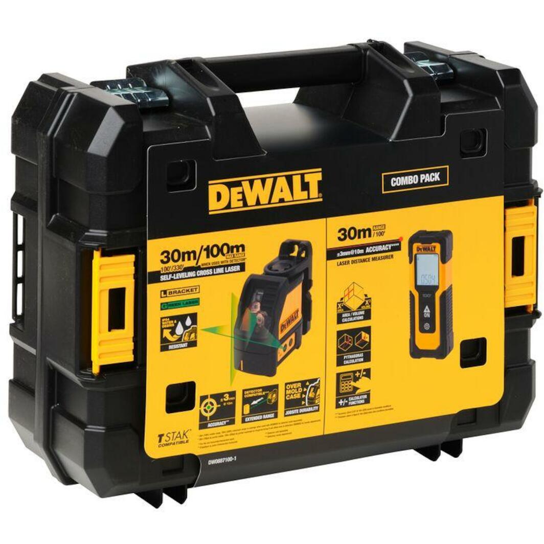 DEWALT DW0887100-1 SET battery cross line laser green + range finder ...