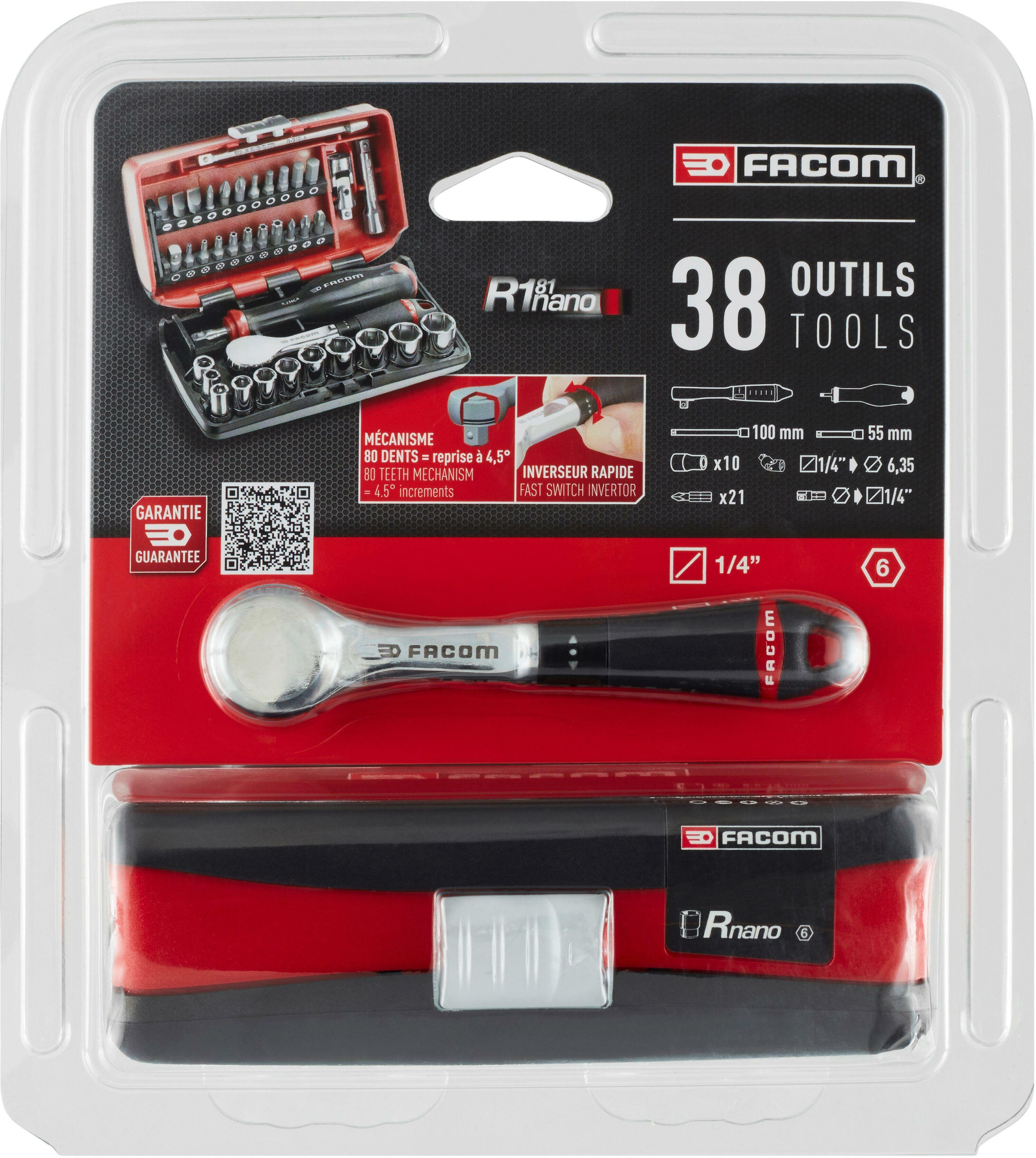 FACOM R.181NANOPB 1/4 socket set 6pt 5.5-14mm r.181 38pc | Klium