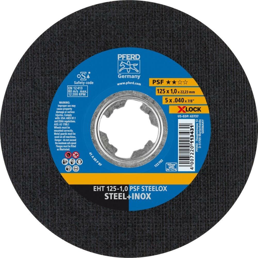 PFERD 61721101 cut-off wheel EHT 125x1,0 mm X-LOCK straight universal line PSF STEELOX for steel ...