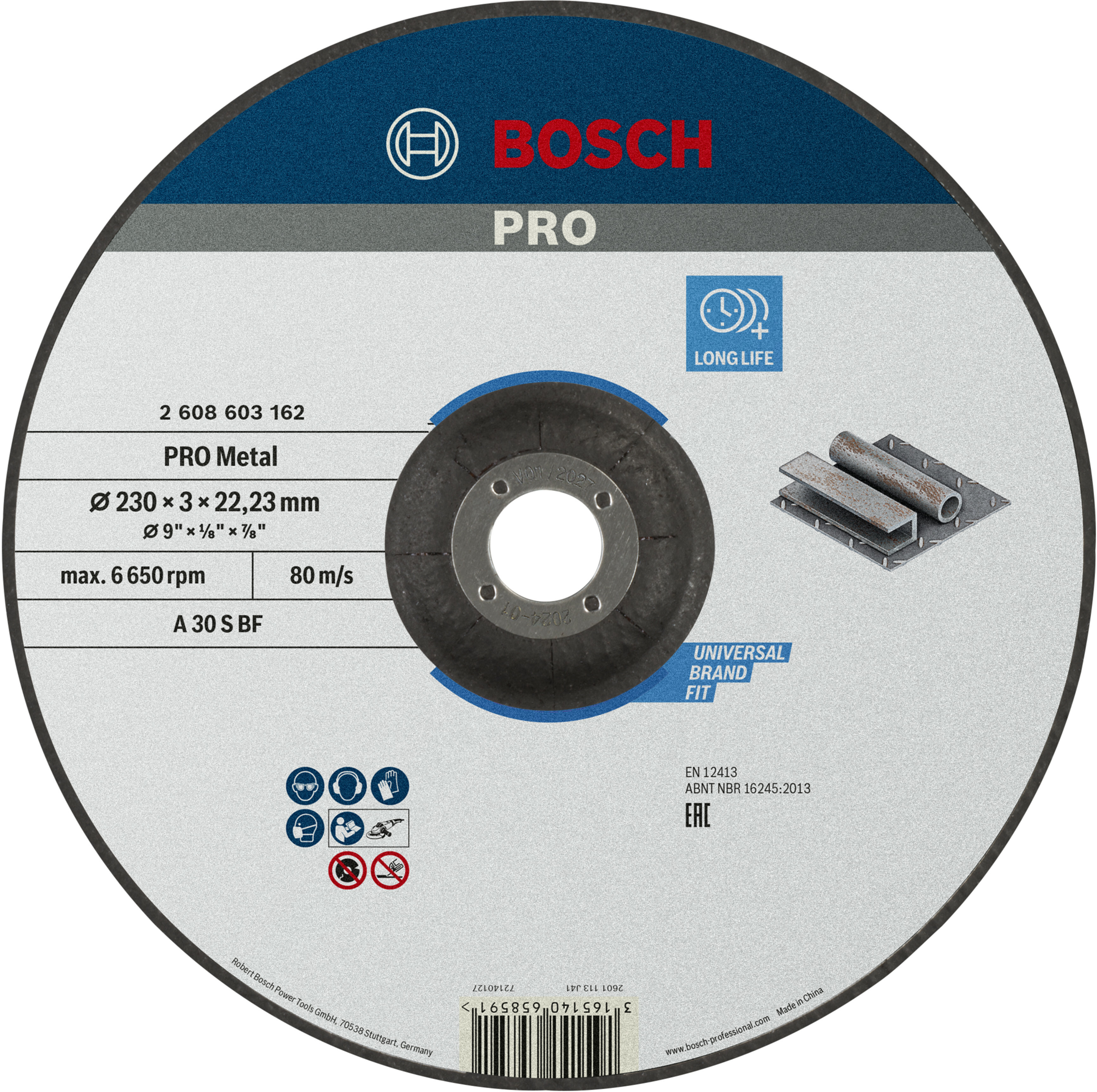BOSCH 2608603162 cut-off wheel curved Standard for Metal A 30 S, 230 x ...