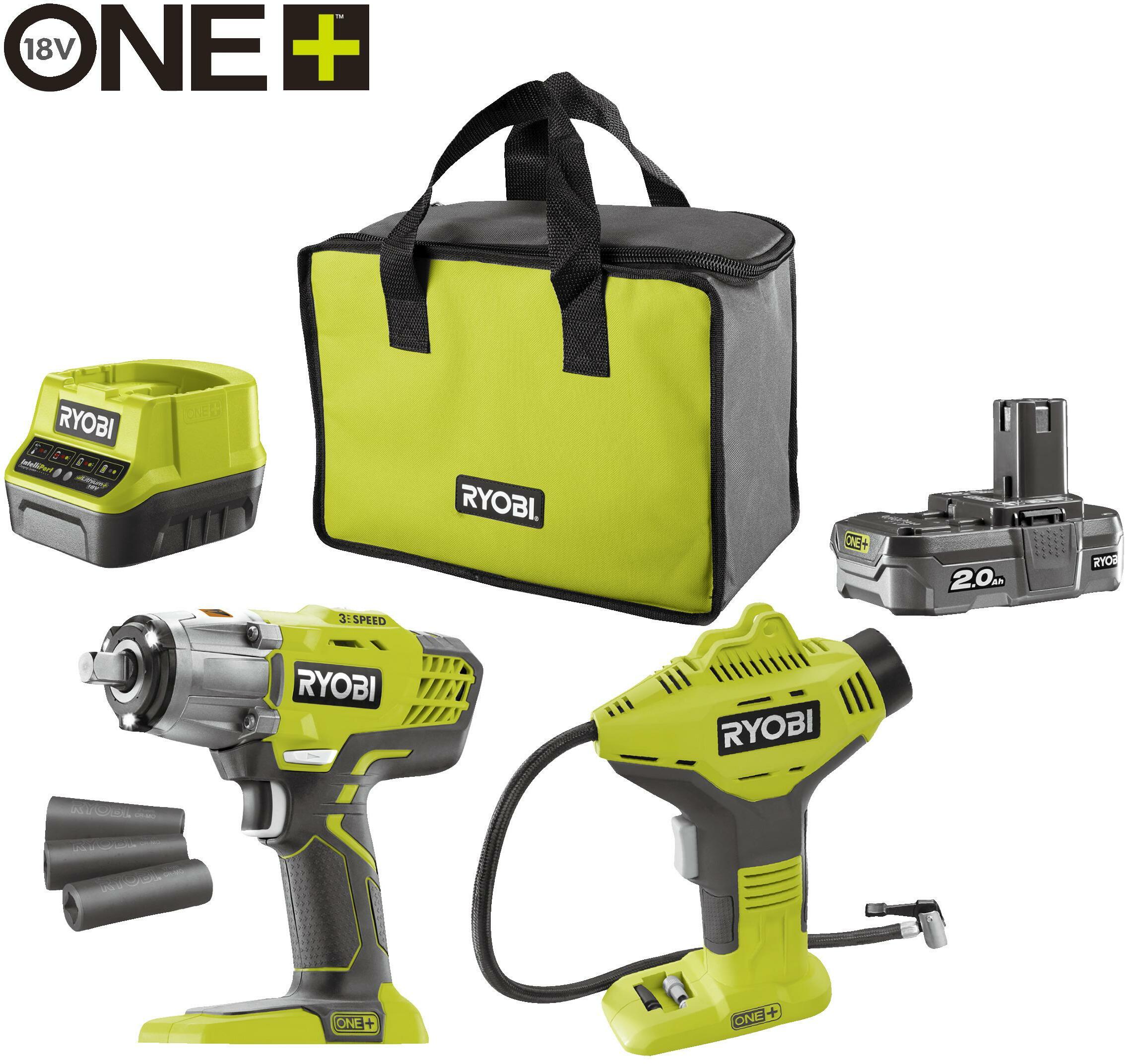 RYOBI R18IWPI-120S 18V ONE+ cordless machine set 2-piece in transport ...