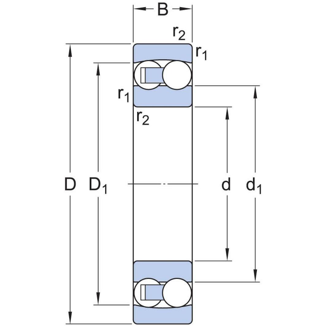 SKF 1214 ETN9 double-row self-aligning ball bearing cylindrical ...