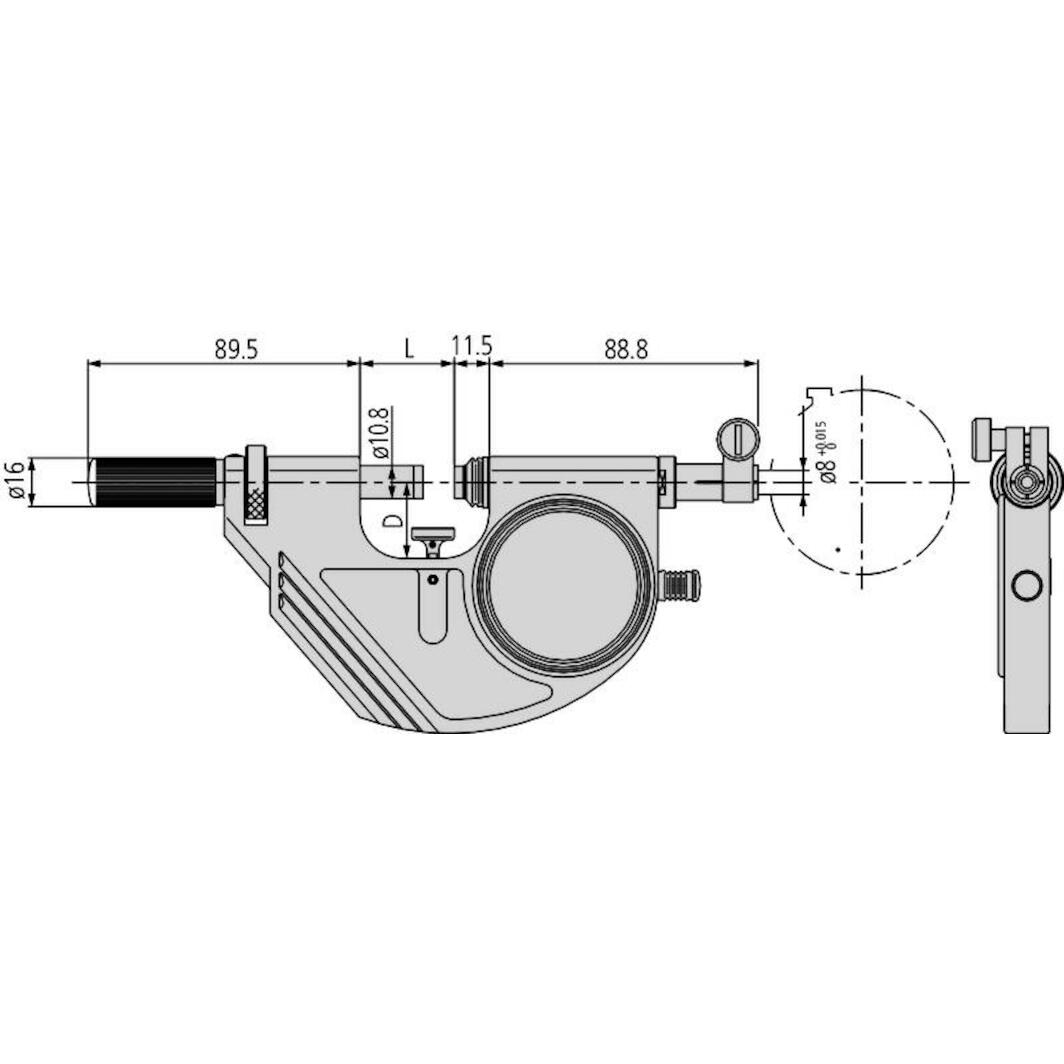 MITUTOYO 523-143 passameter excluding dial gauge - 50-75mm | Klium