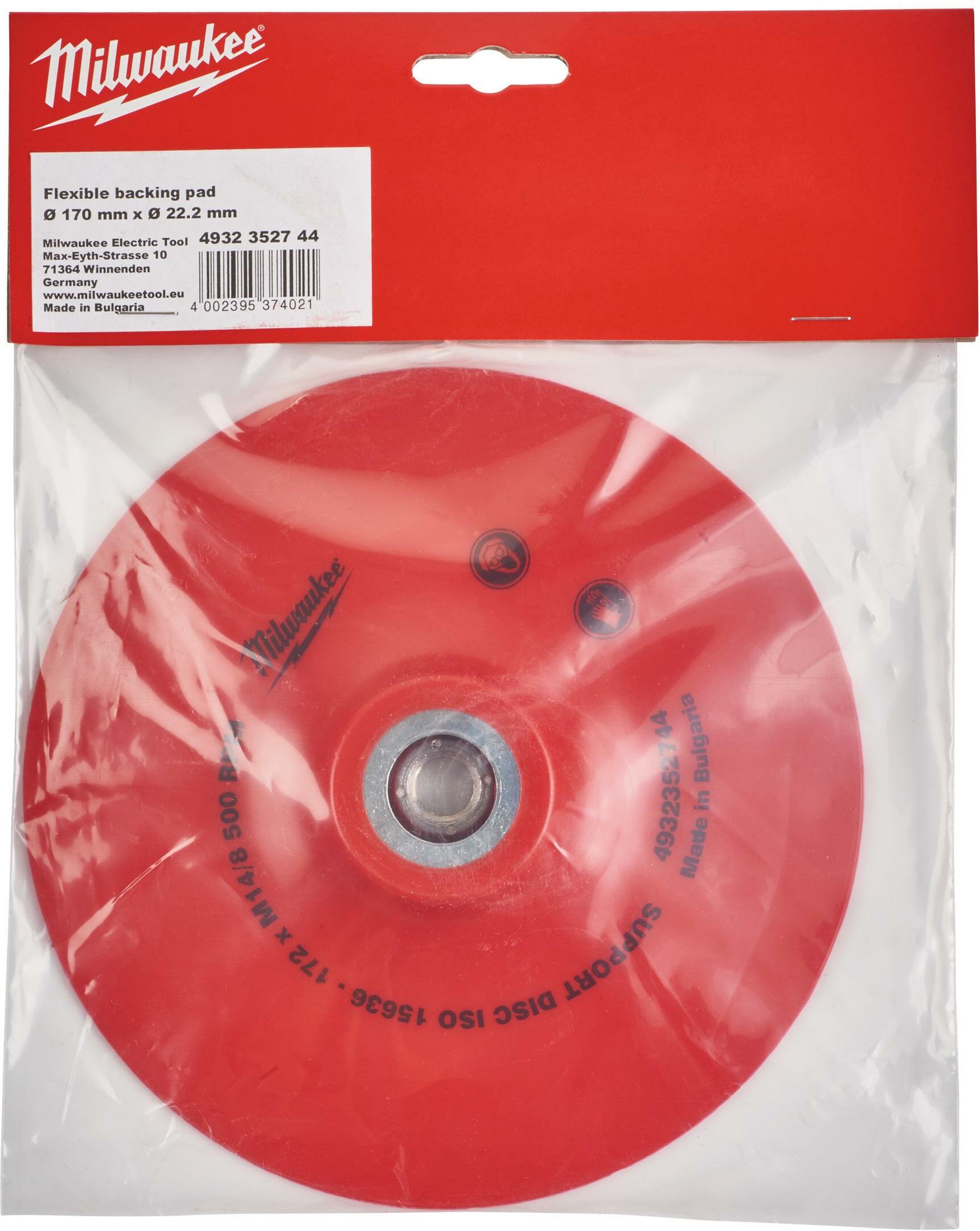 MILWAUKEE 4932352744 flexible support disc 170mm with clamping nut M14 ...