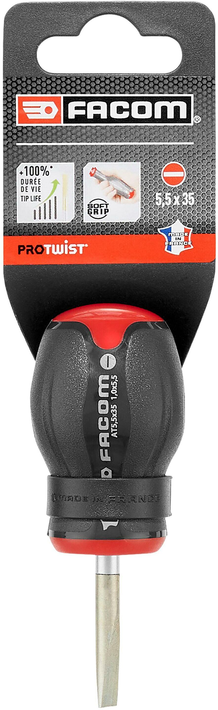 FACOM AT5.5X35PB ProTwist screwdriver for slotted screws with short blade 5.5 x 35 mm | Klium