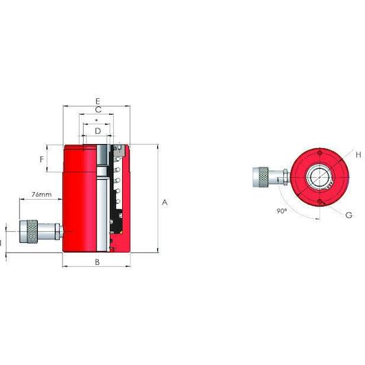 HI-FORCE HHS302 hydraulic single-acting hollow plunger cylinder, 33 ...