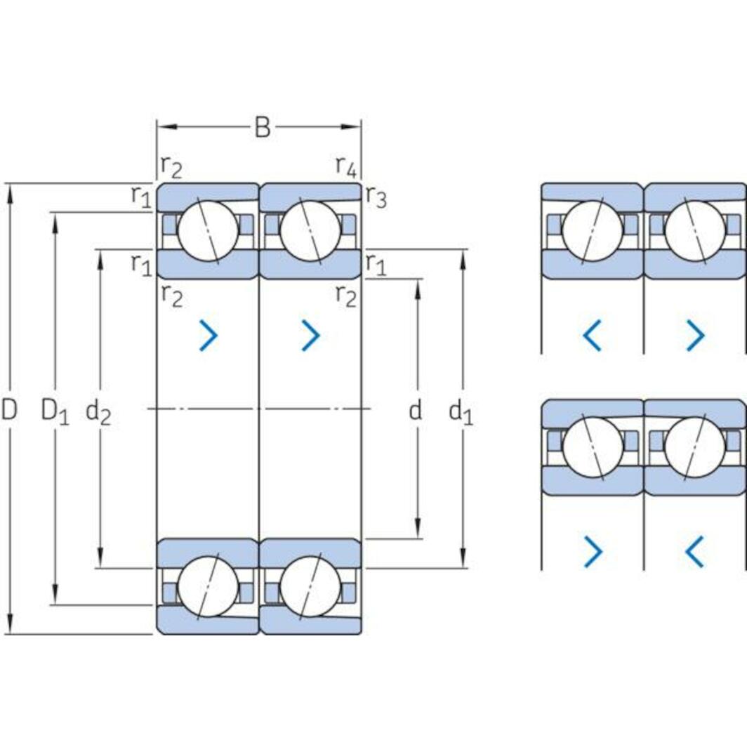 SKF 7014 CD/P4ADGB Single-row angular contact ball bearing set D-design ...