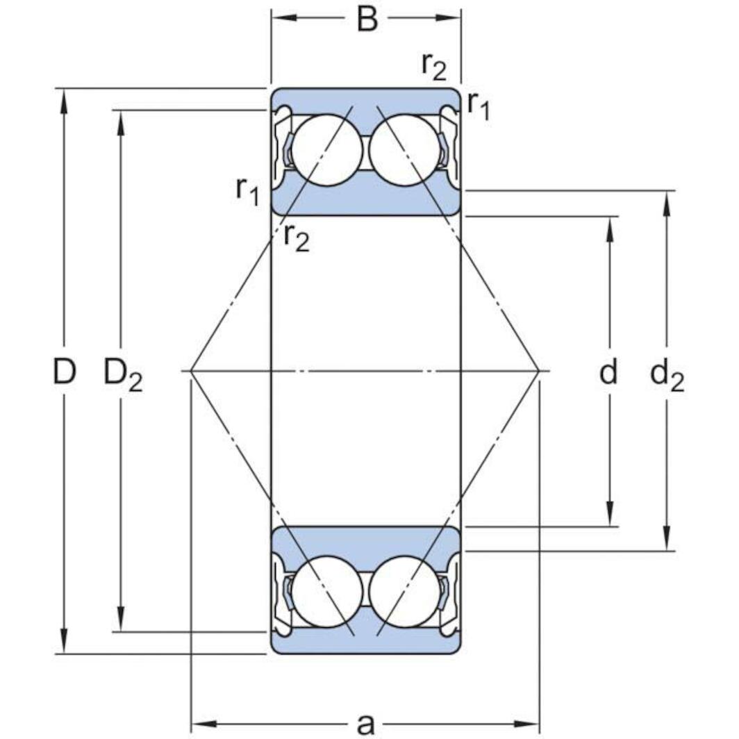 SKF 3306 A-2Z double-row angular contact ball bearing with protective ...