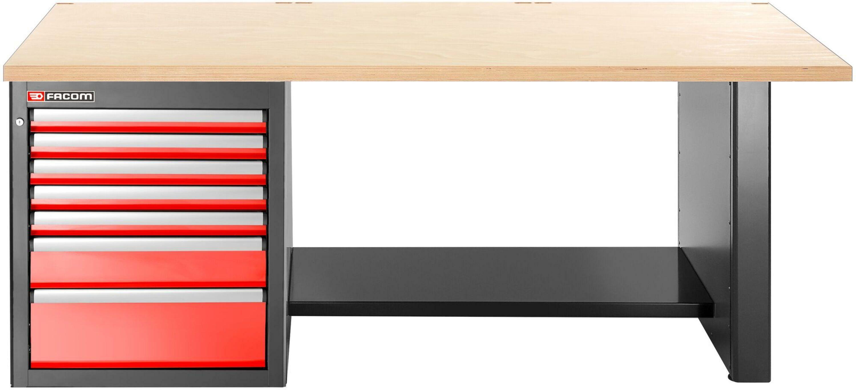 FACOM JLS3-2MW7DL workbench with 7 drawers, wooden top, low | Klium