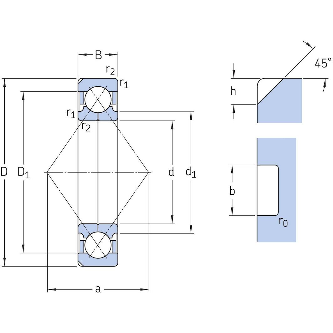 SKF QJ 219 N2MA four-point contact ball bearing with 35° contact angle ...