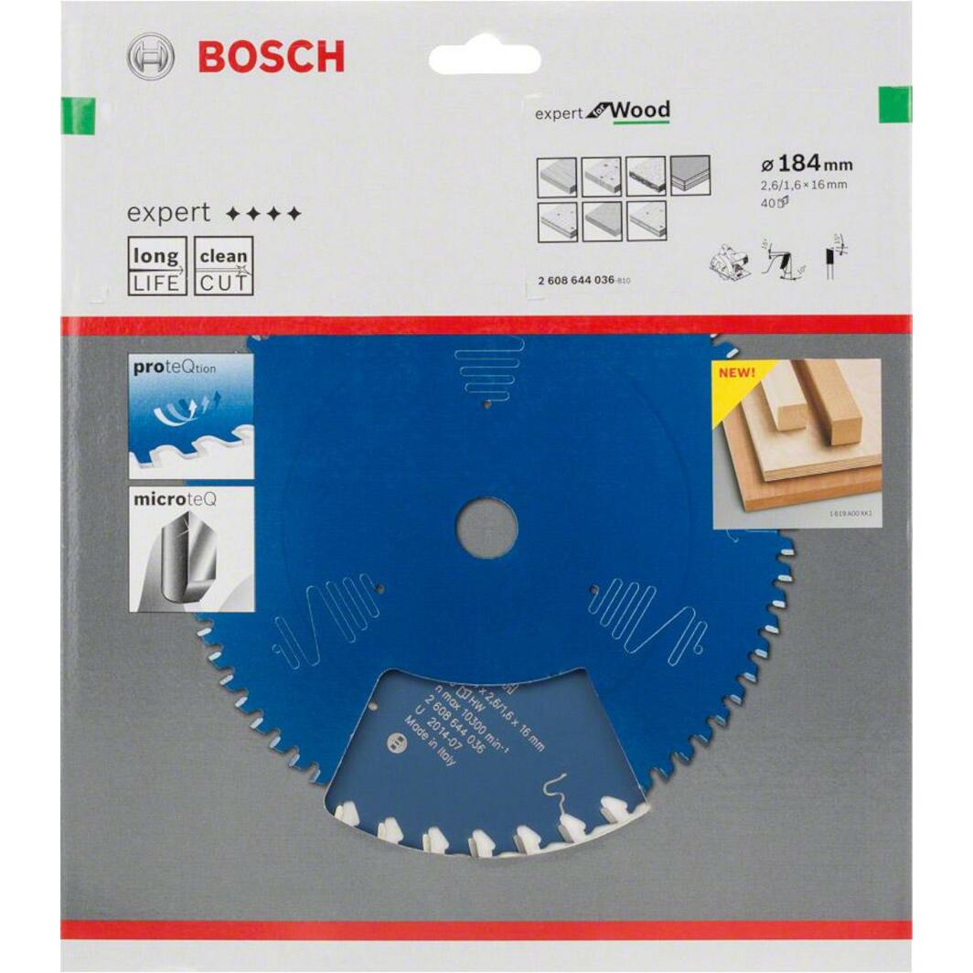 BOSCH 2608644036 circular saw blade Expert for Wood, 184 x 16 x 2.6 mm ...