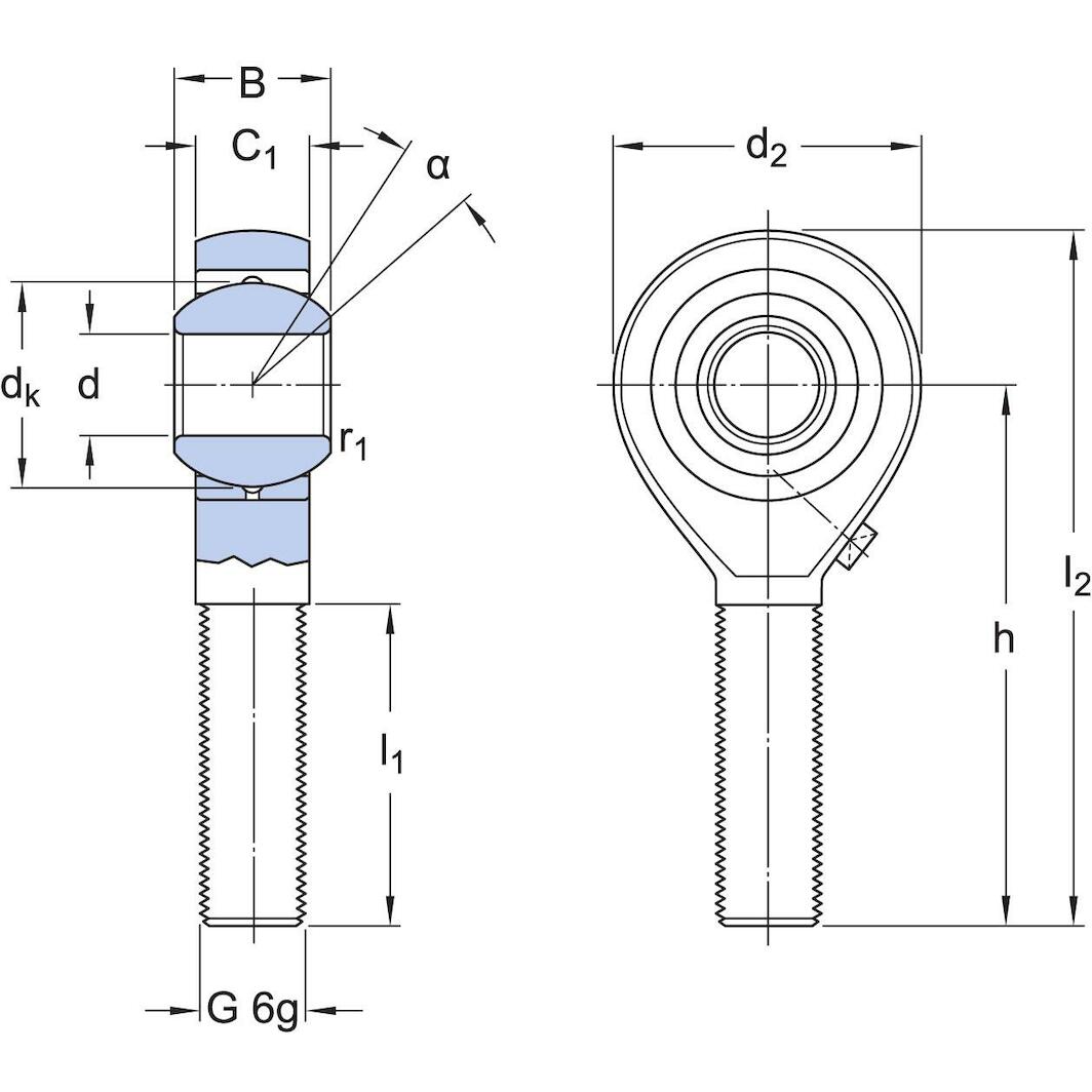 SKF SAKAC 12 M Rod head with male thread 12 mm, M 12 | Klium