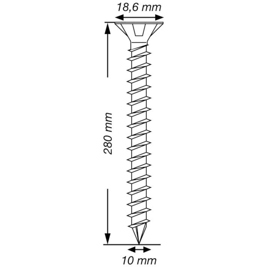 SPAX 1208001002805 chipboard screw 10 x 280 mm full thread countersunk ...