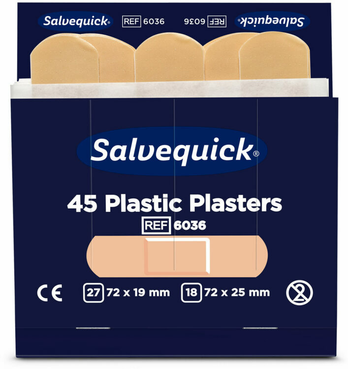 SALVEQUICK 6036 plastic plasters, 2 sizes (6 x 45 pcs) | Klium