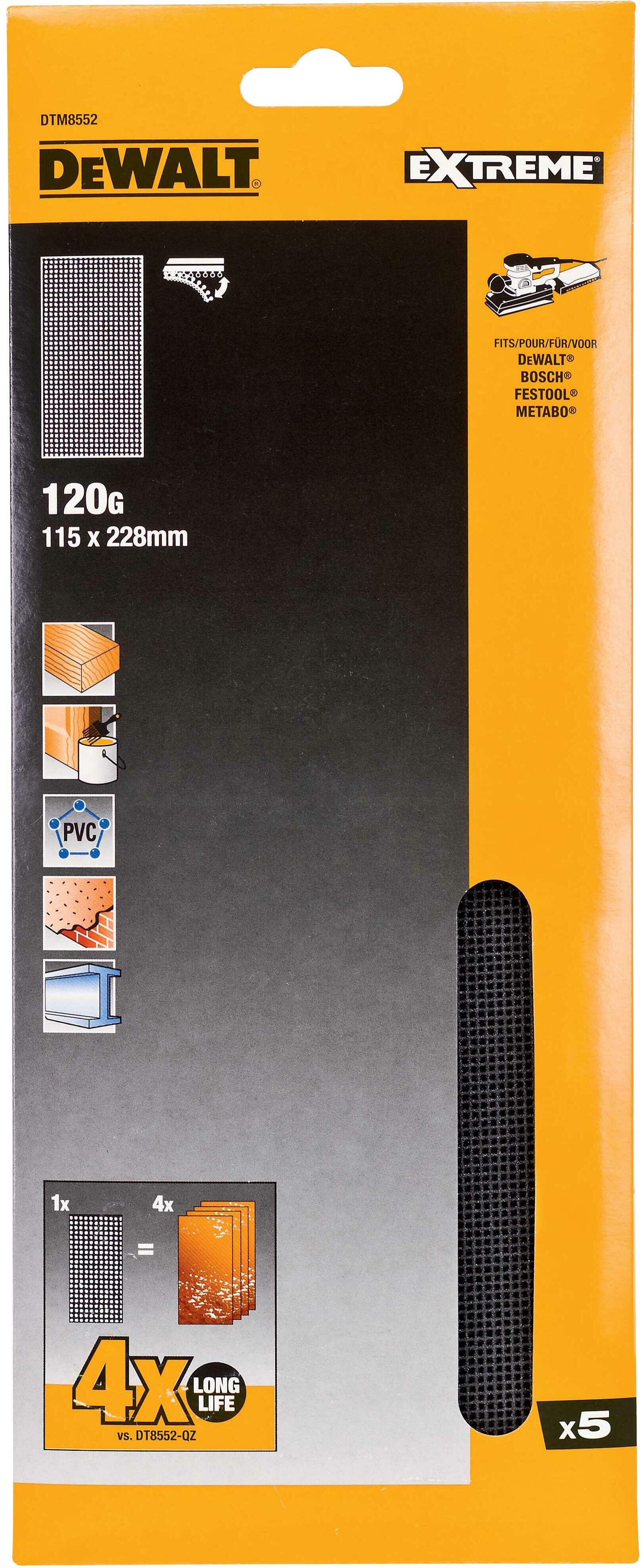 DEWALT DTM8552-QZ mesh sanding grid 115x228mm, grain 120 (5 pcs.) | Klium