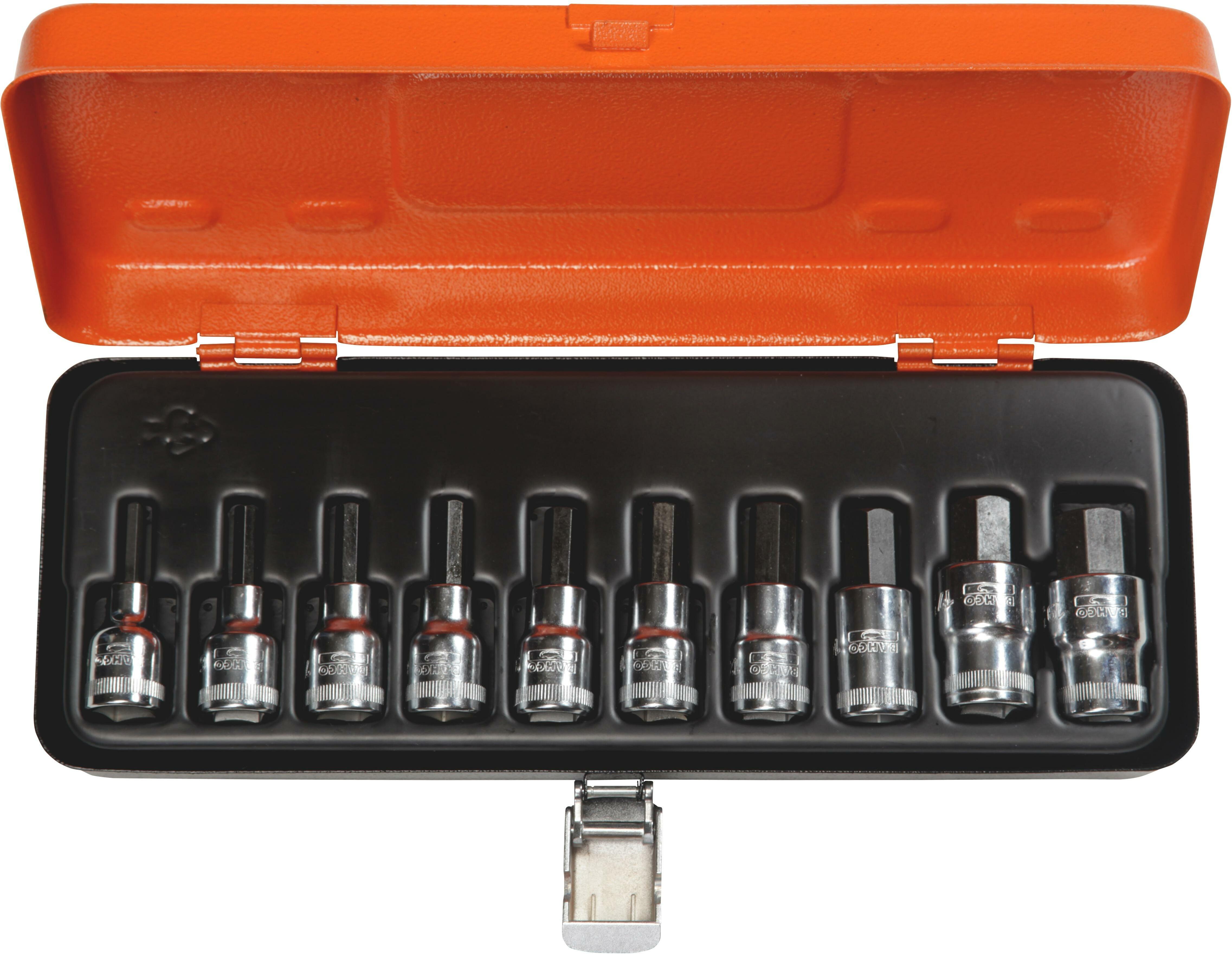 BAHCO 7809Z/10 screwdriver socket wrench set 1/2" hexagonal inch sizes ...