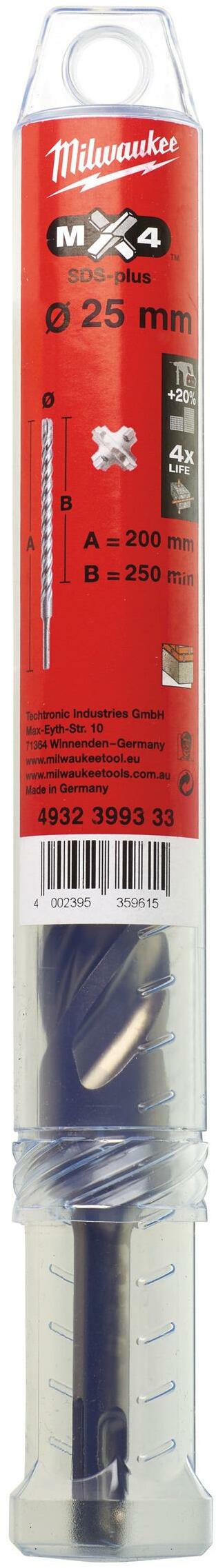 MILWAUKEE 4932399333 SDS-Plus MX4 hammer drill 4-coil 25x250mm | Klium