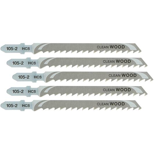 DEWALT DT2075 QZ jigsaw blade HCS for fast straight cuts in wood and chipboard up to 60 mm 100x74x4mm T144DP 5 pack Klium