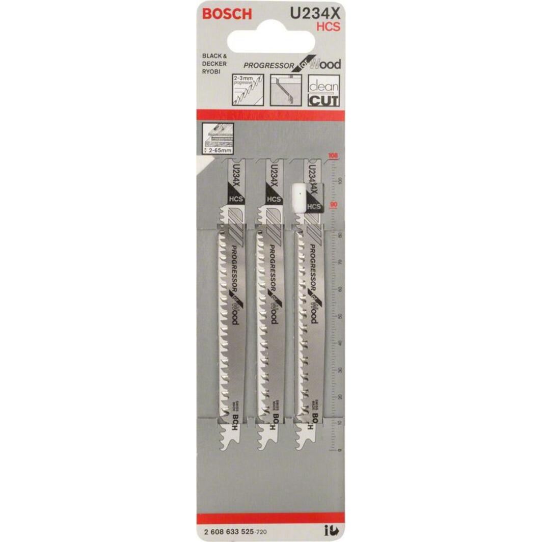 BOSCH 2608633525 jigsaw blade U 234 X Progressor for Wood (3 pcs) | Klium