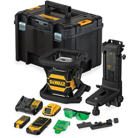 DEWALT DCE080D1GS QW 18V XR cordless rotation laser green with tool connect bluetooth function in TSTAK 1x 2.0Ah battery ch Klium