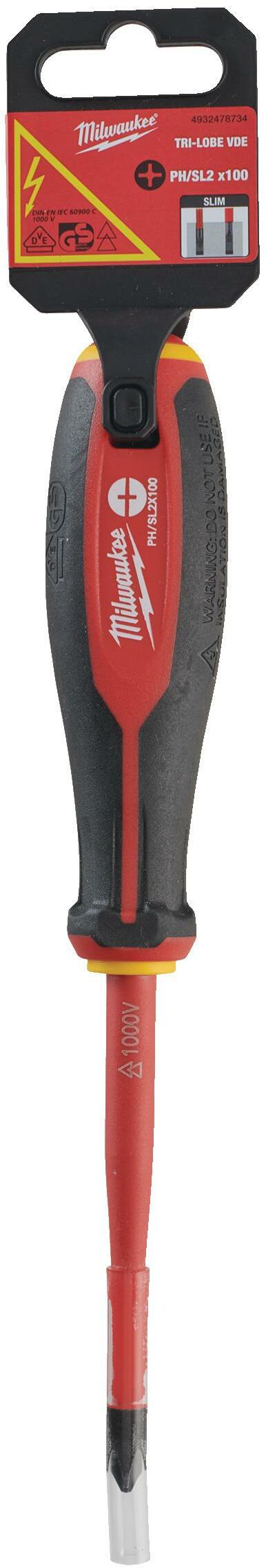 MILWAUKEE 4932478734 Tri-Lobe VDE screwdriver PH/ SL2 X100 | Klium