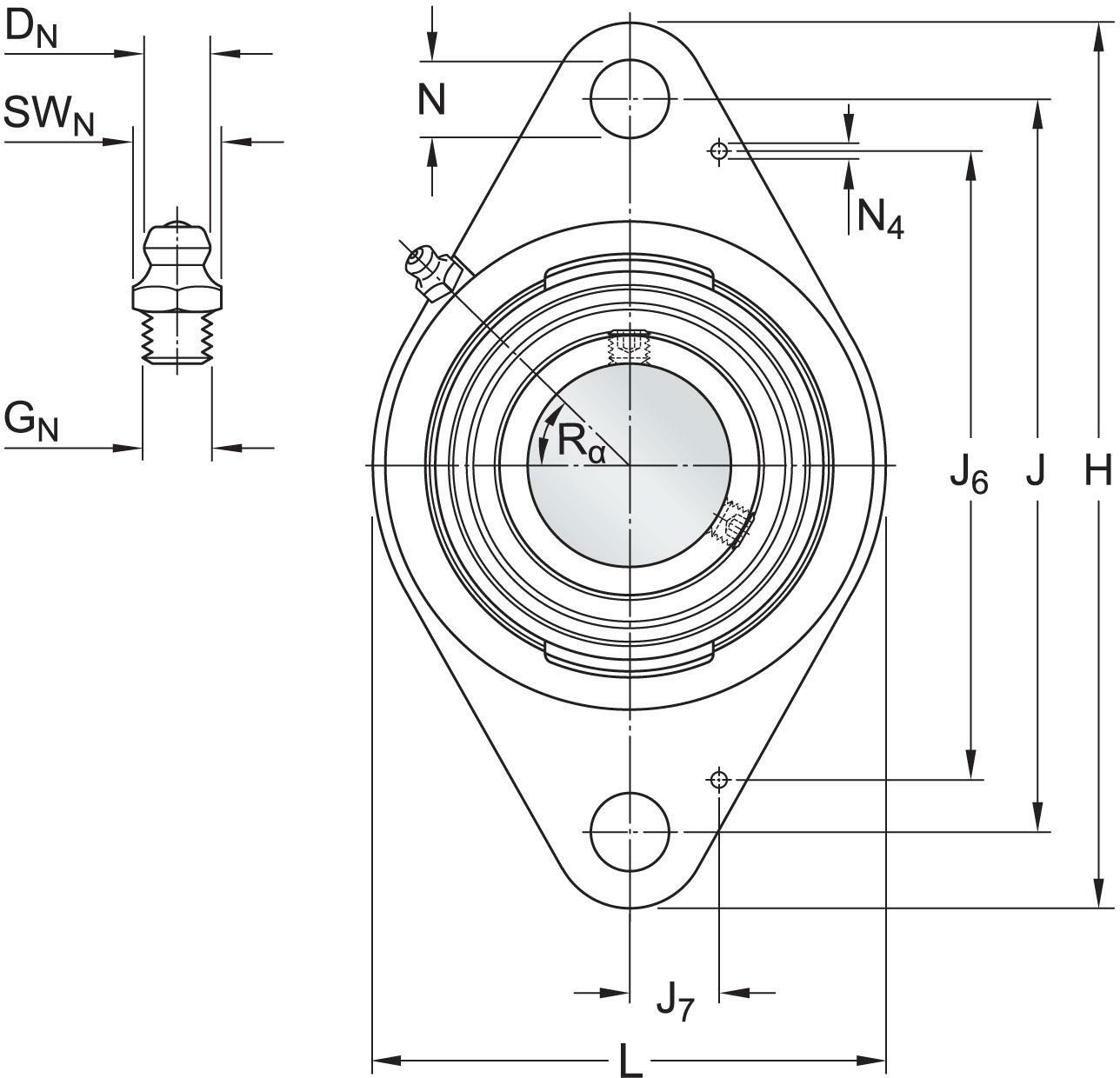 SKF FYTB 1. TF Y ball bearing unit with flange oval, d 25.4 mm, A 30 mm, J 99 mm | Klium