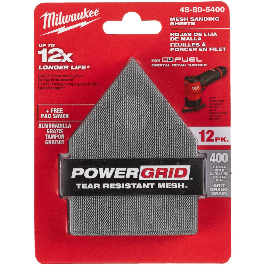 MILWAUKEE 48805400 mesh sandpaper 67x92mm for M12 FUEL orbital sander ...