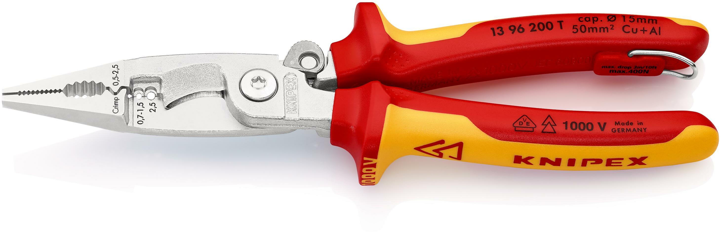 KNIPEX 13 96 200 T VDE electrical installation pliers insulated with ...