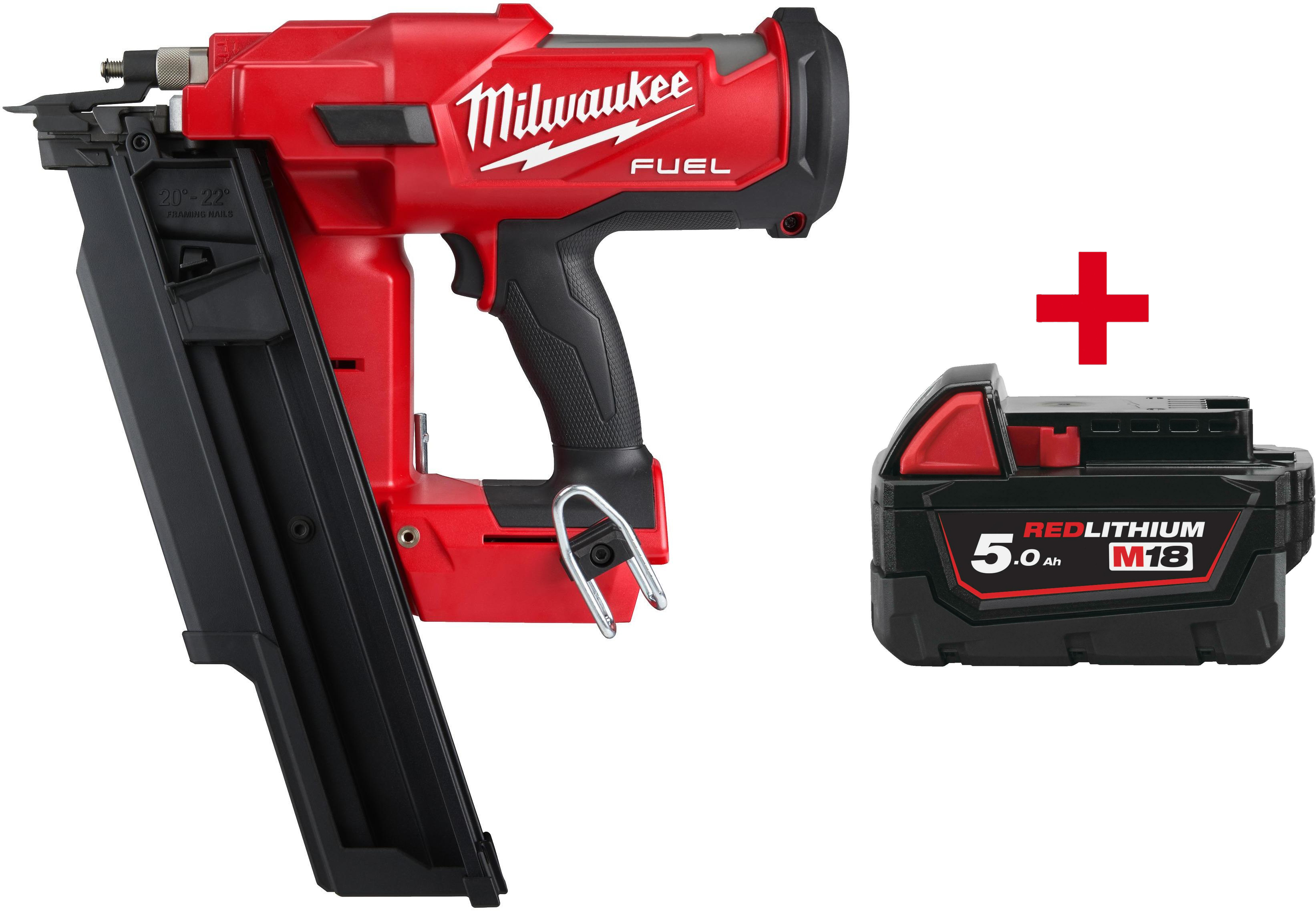 MILWAUKEE M18 FFN21-0C FUEL 21° cordless construction stapler in case ...