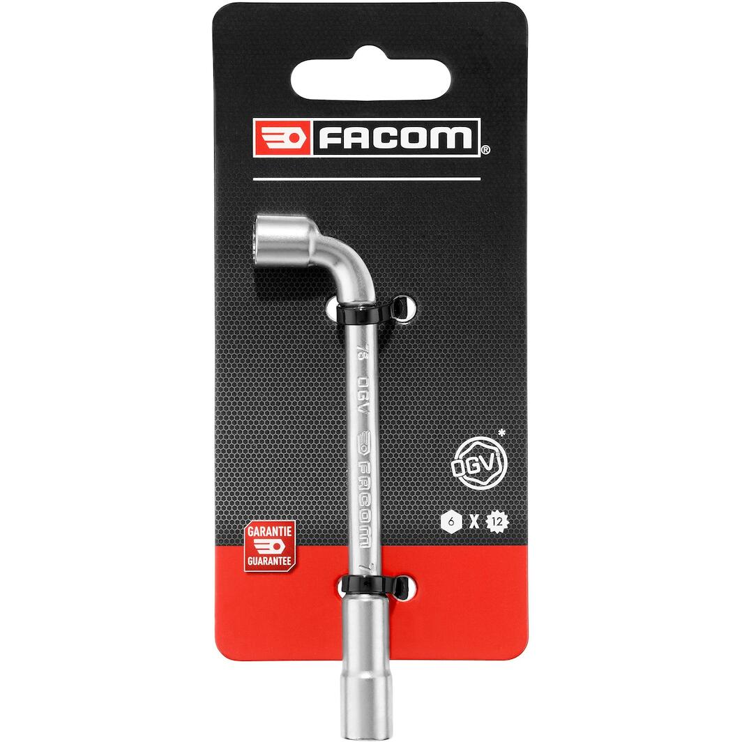 FACOM 76.7PB open pipe spanner, forged, twelve-sided x six-sided, 7 mm ...