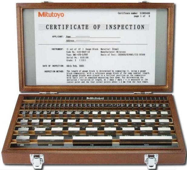 MITUTOYO 516-966-10 end mat set with inspection certificate, class 0 ...