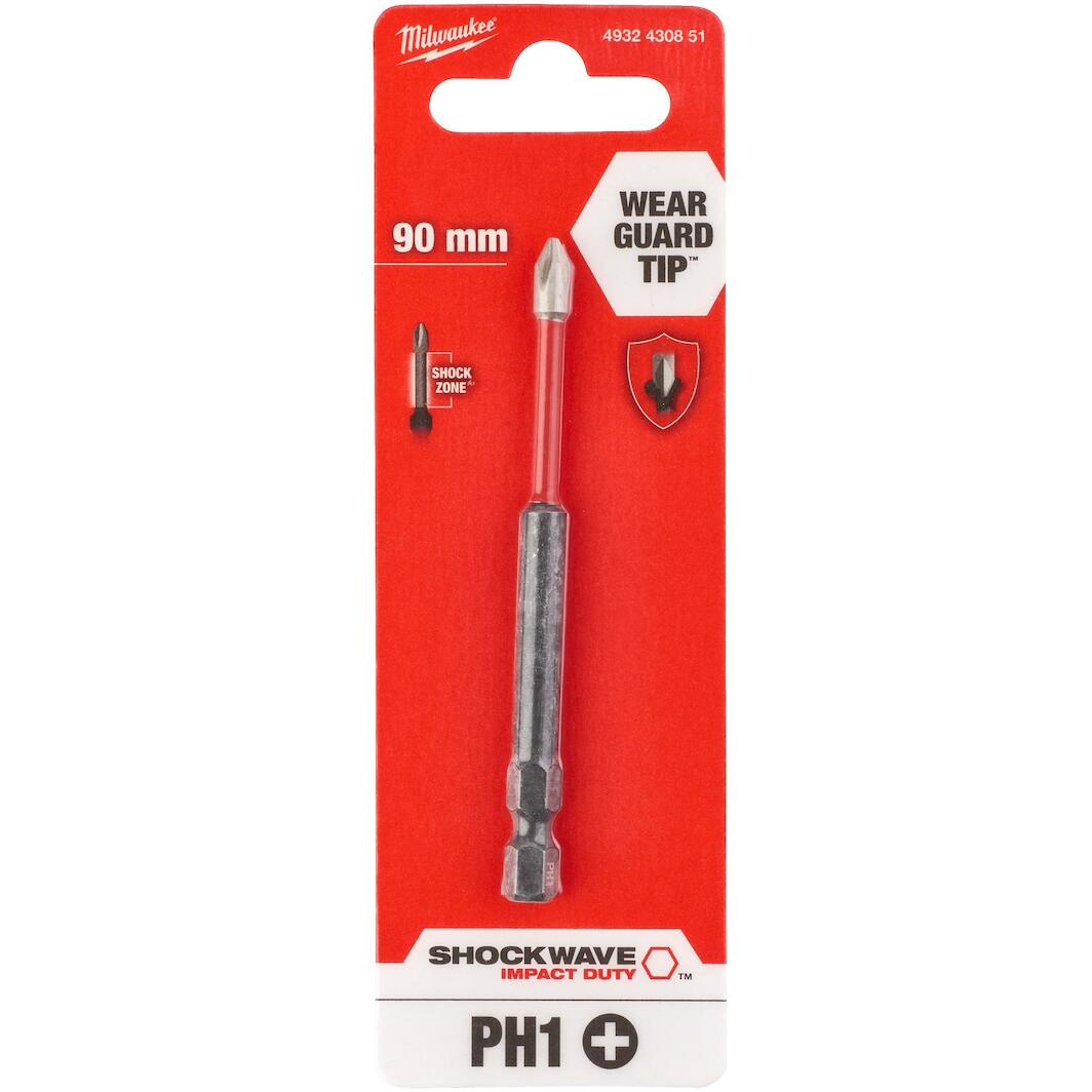 MILWAUKEE 4932430851 SHOCKWAVE IMPACT DUTY screwdriver bit PH1x90mm | Klium