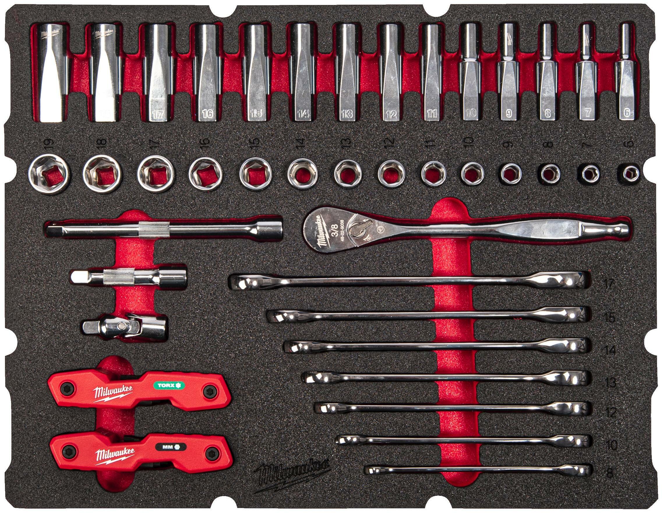 MILWAUKEE 4932493640 ratchet spanner set in foam inlay 55 pieces | Klium