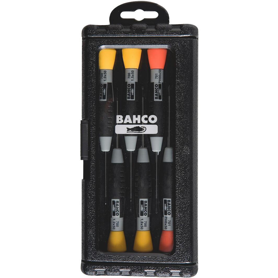 BAHCO 706-2 precision screwdriver set, slotted and Phillips - 6-piece ...