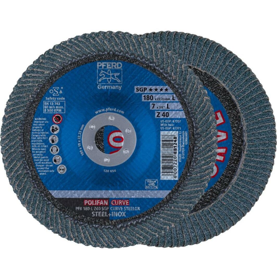 PFERD PFR 180-L Z 40 SGP CURVE STEELOX POLIFAN flap disc 180x22,23mm ...
