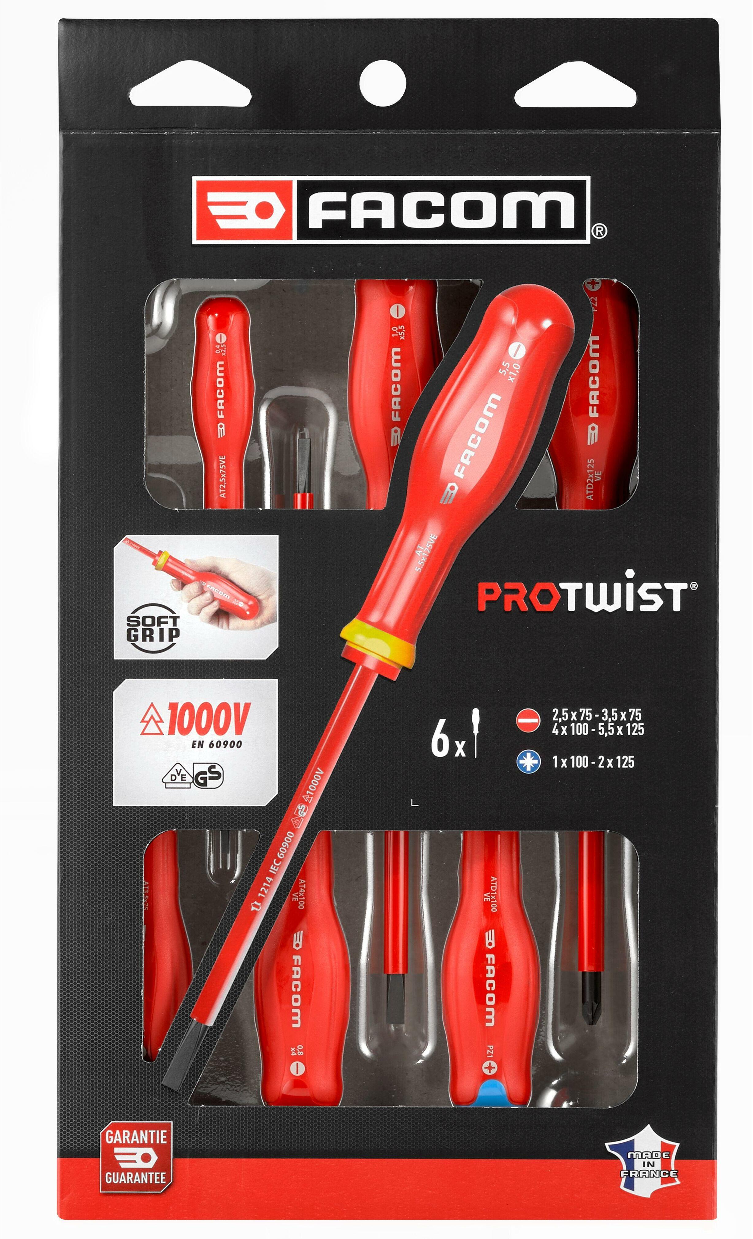 FACOM ATDVE.J6PB screwdriver set 1000V slotted/PZ 6-piece | Klium