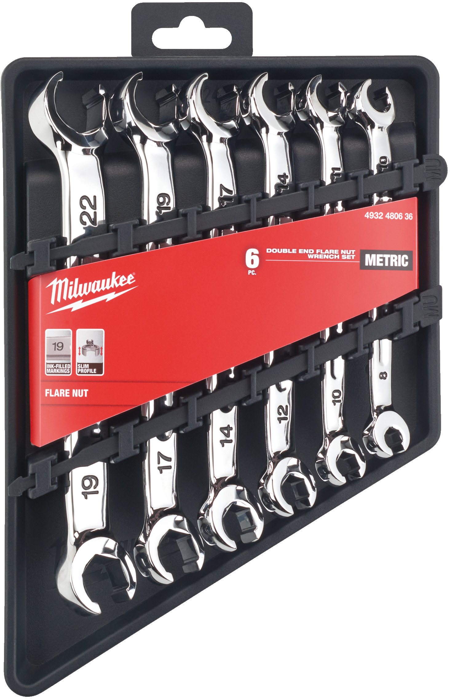 MILWAUKEE 4932480636 ring spanner set open 6-piece | Klium