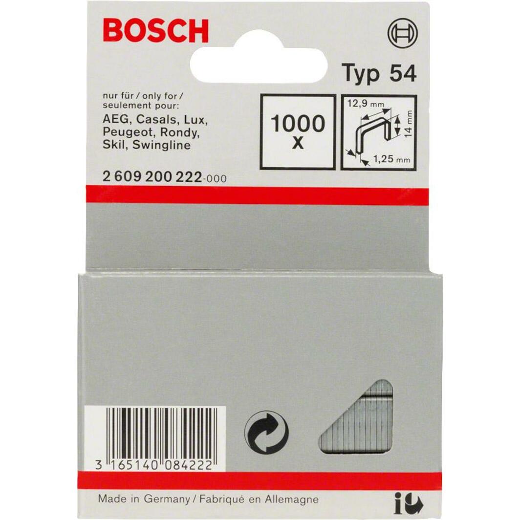 BOSCH 2609200222 staples with flat wire type 54 for air staplers 12.9 x ...